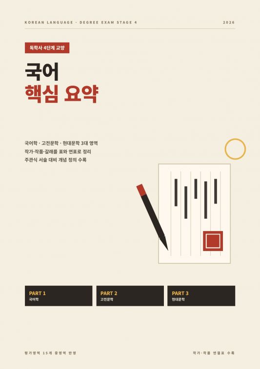 독학사 4단계 국어 핵심 요약 44쪽 (국어학+고전문학+현대문학)